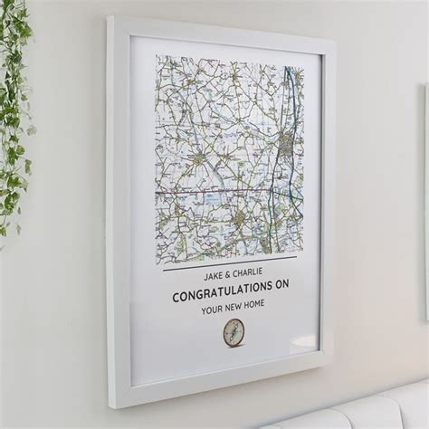 Personalised Present Day Map Compass White Poster Frame Specialmoment
