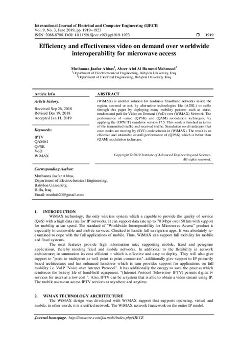 Pdf Efficiency And Effectiveness Video On Demand Over Worldwide Interoperability For Microwave