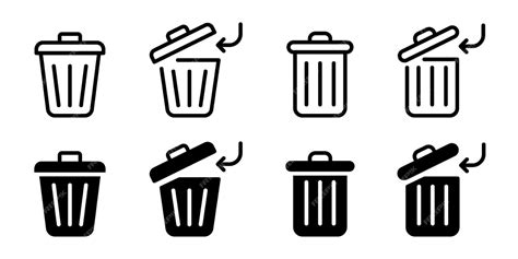 Premium Vector Trash Can Vector Icon Set Trash Bin Icons Delete
