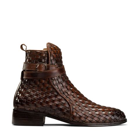 Woven Strap Boot Brown Alzati