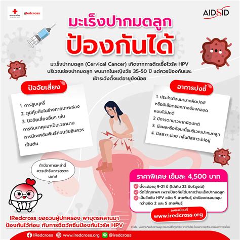 Iredcross 🦠 มะเร็งปากมดลูก Cervical Cancer คือก้อนเนื้อร้ายที่เกิดจากการติดเชื้อไวรัส Hpv