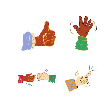 손가락 색상 클립 클립 아트 일러스트레이션 그래픽 프리미엄 벡터