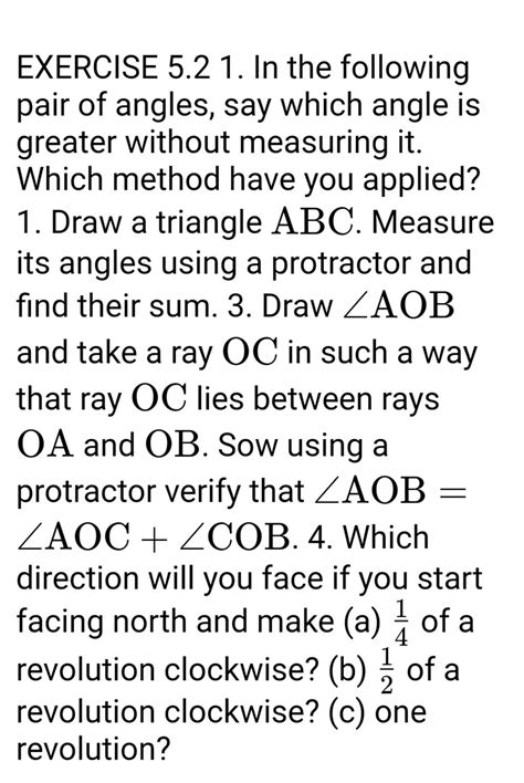 Exercise 5 2 1 In The Following Pair Of Angles Say Which Angle Is Great