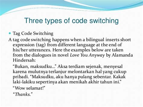 Code Mixing And Code Switching
