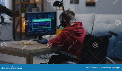 Hacking Of Database With Admin Access Side View Of Hacker Hands In