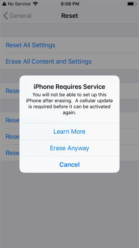 Upgrade To New Ios Caused Cell Service To Stop Working Error Says Phone Cannot Be Set Up Again