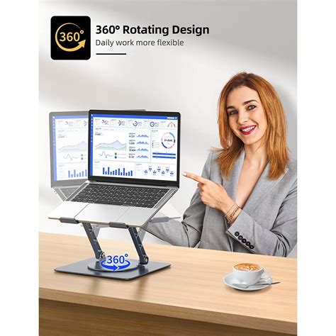 Стойка за лаптоп или таблет Icidra Регулируема на височина Въртяща се на 360 градуса Алуминий