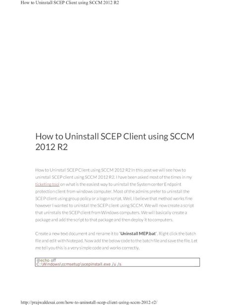 Pdf How To Uninstall Scep Client Using Sccm 2012 R2 · How To Uninstall Scep Client Using Sccm