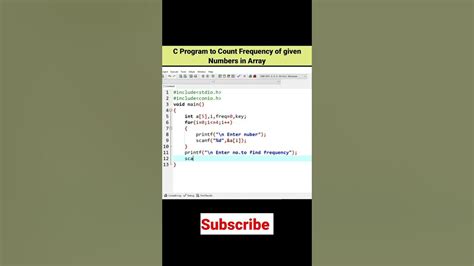C Program To Count Frequency Of Given Number In Array Shorts Youtubeshorts Viralshort