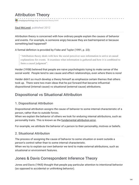 Attribution Theory Pdf Psychological Theories Neuroscience