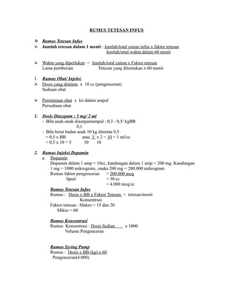 Rumus Tetesan Infus Doc Rumus Tetesan Infus Doc