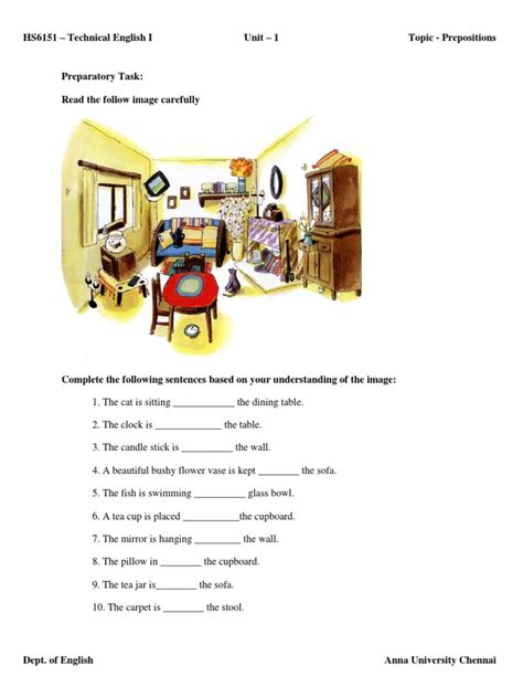 Hs6151 Technical English I Unit 1 Topic Prepositions Pdf Preposition And Postposition