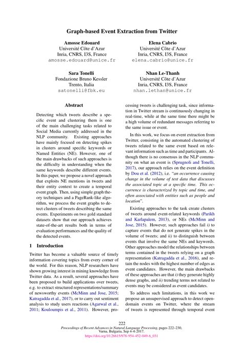 Pdf Graph Based Event Extraction From Twitter