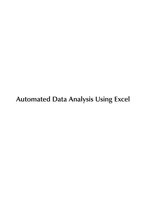 PDF Automated Data Analysis Using Excel 2nd Edition