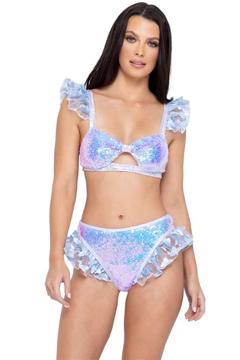 Butterfly Blue Sequin Top Spicy Lingerie