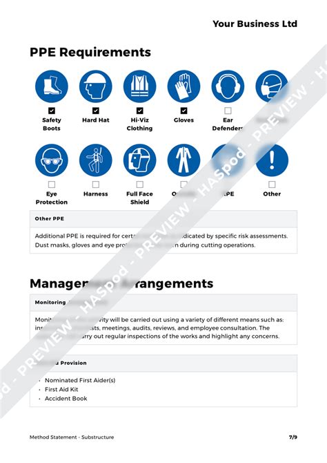 Substructure Method Statement Template HASpod