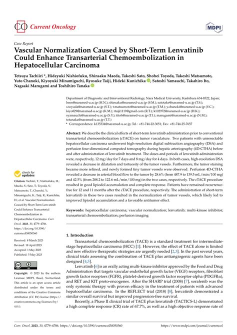Pdf Vascular Normalization Caused By Short Term Lenvatinib Could
