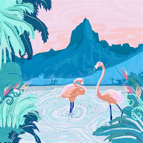 Textile Inspired Flamingos Used Some Texture Brushes From Gal Shir Procreate