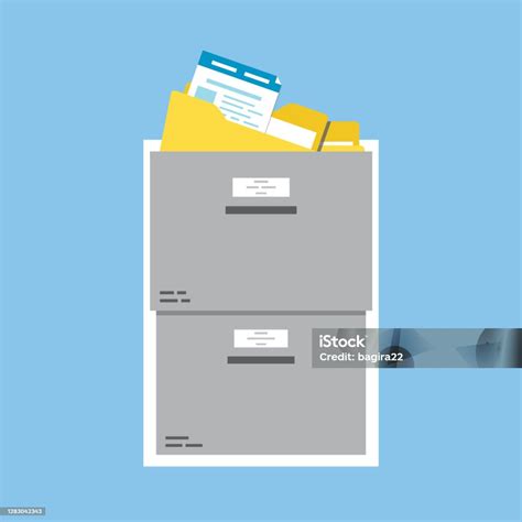만화 저장 상자 문서가있는 노란색 폴더 파일 검색 서류 파일 관리자 데이터 저장소 및 인덱싱 강철에 대한 스톡 벡터 아트 및 기타 이미지 Istock