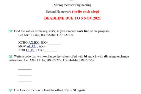 Solved Microprocessor Engineering Second Homework Write