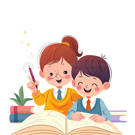 读书数字艺术卡通可爱的孩子读书写插图图片ai平面元素免费下载png格式2784像素编号69559804 千图网