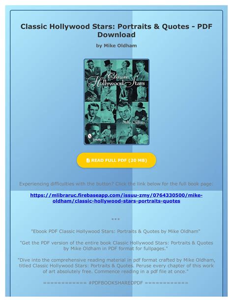 Ebook Pdf Classic Hollywood Stars Portraits And Quotes By Mike Oldham By