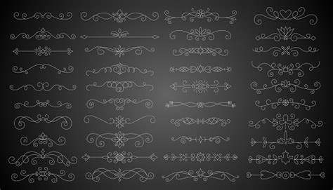 번성하는 붓글씨 디자인 요소 세트 페이지 장식을 위한 빈티지 소용돌이와 스크롤 복고풍 디자인 프레임과 초대장을 위한 화려한 기호 검은색에 대한 스톡 벡터 아트 및 기타