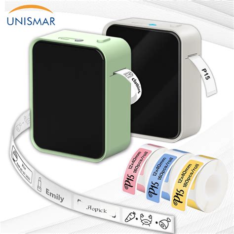 Unismar Inkless Thermal Printer P15 Portable Label Printer Bluetooth