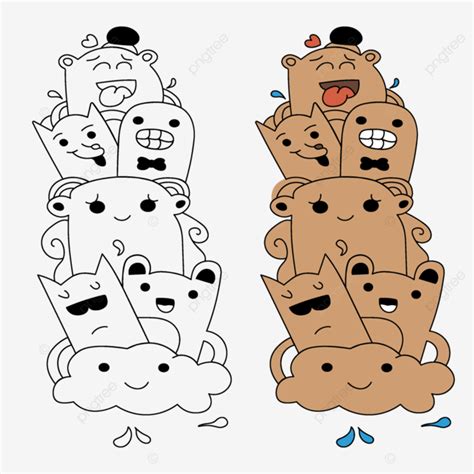 귀여운 낙서 세트 색상과 라인 아트 귀여운 낙서 코믹 낙서 낙서 세트 Png 일러스트 및 벡터 에 대한 무료 다운로드 Pngtree