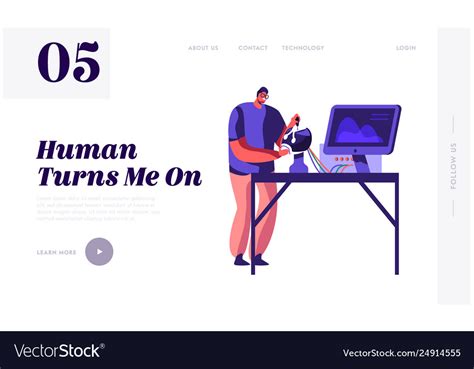 Engineer Creating Robot Young Man Scientist Vector Image