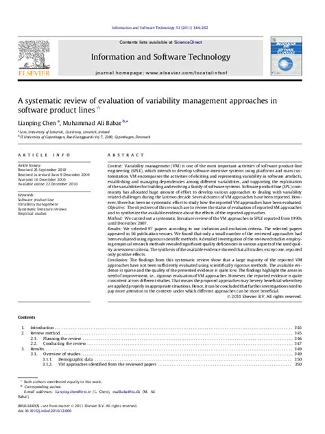 Pdf A Systematic Review Of Evaluation Of Variability Management