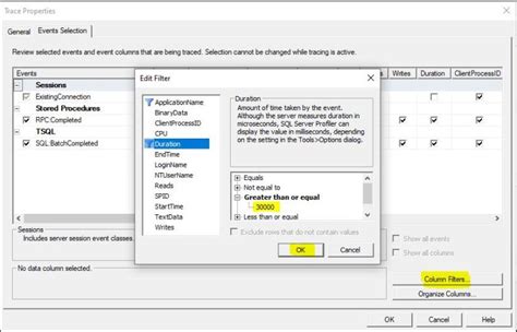 Trace Queries And Procedures Taking 30 Second Duration In Sql Server