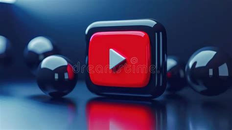 Red Play Button Surrounded By Black Balls Stock Illustration