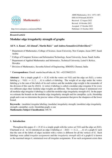 Pdf Modular Edge Irregularity Strength Of Graphs