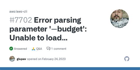 Error Parsing Parameter Budget Unable To Load Paramfile · Aws Aws