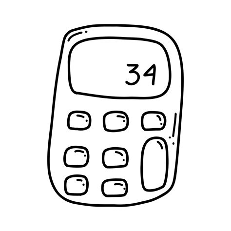 Hand Drawn Doodle Calculator Vector Sketch Illustration Of Black Outline Calculating Machine