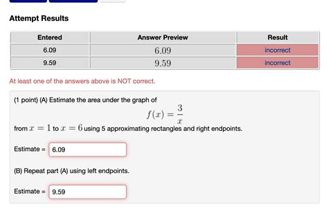 Solved Attempt Results Entered Answer Preview Result 6 09