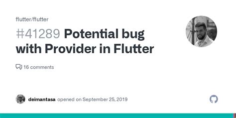 Potential Bug With Provider In Flutter Issue 41289 Flutter Flutter