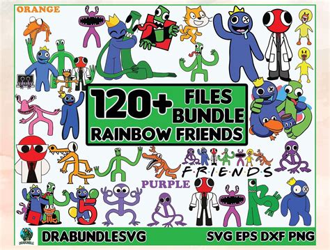 120 Rainbow Friends Clipart Png Bundle Blue Png Bundle Rainbow Friends