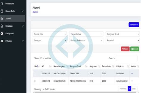 Source Code Sistem Pendataan Alumni Berbasis Web