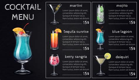 Bar Cocktail Menu Composition 26322400 Vector Art At Vecteezy