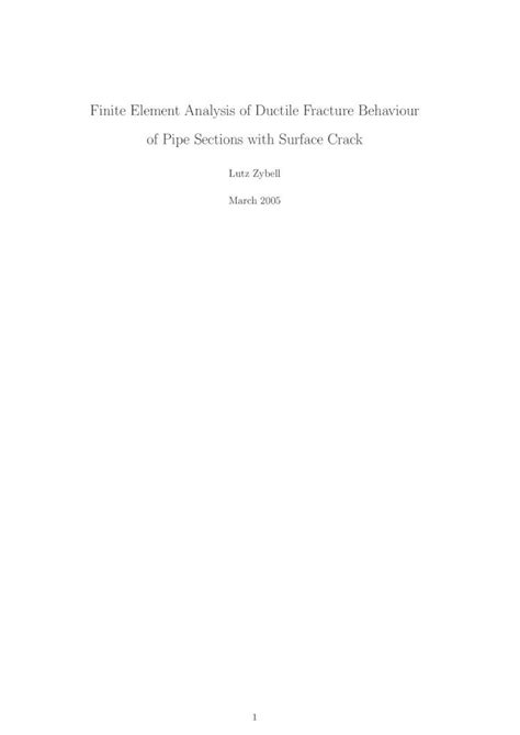 Pdf Finite Element Analysis Of Ductile Fracture Behaviour Of