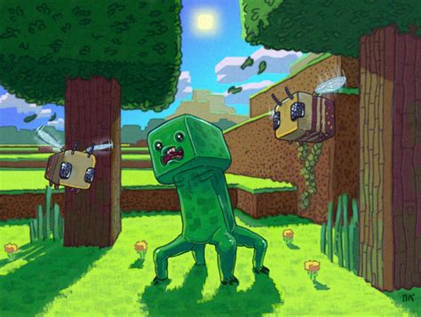 Artstation Minecraft Fan Art Creeper In The Wild
