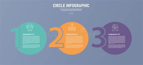 3 Point Circle Infographic Stage Or Step Template With Big Numerical Number On Side For Slide