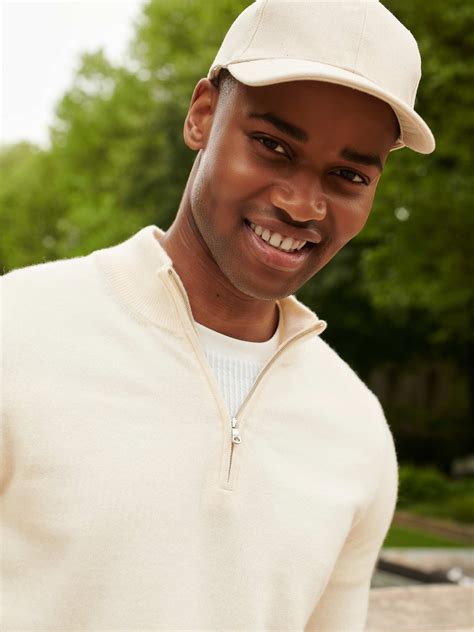 Mens Cashmere Half Zip Sweater White Gobi Cashmere