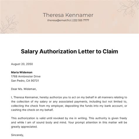 Simple Authorization Letter To Claim Example