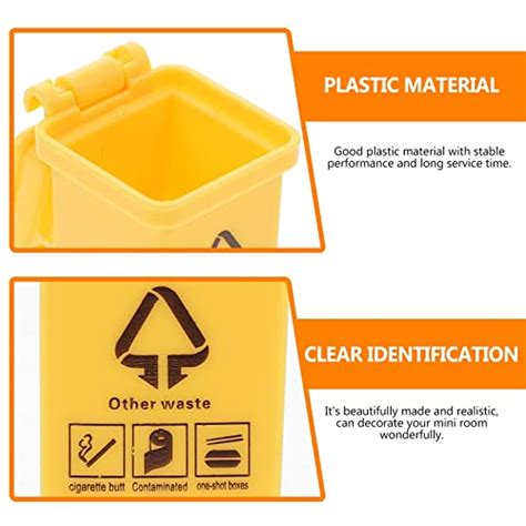 Nuobesty 5pcs Miniature Garbage Cans With Opened Lids Small Garbage Bin Model Mini Curbside