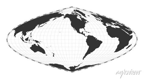 Vector World Map Craster Parabolic Projection Plan World Geographical Posters For The Wall