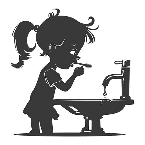 작은 소녀의 실루이 치아를 는 검은색만 프리미엄 Ai 생성 벡터