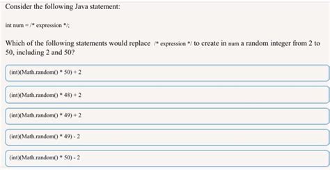Solved Consider The Following Java Statement Int Num7